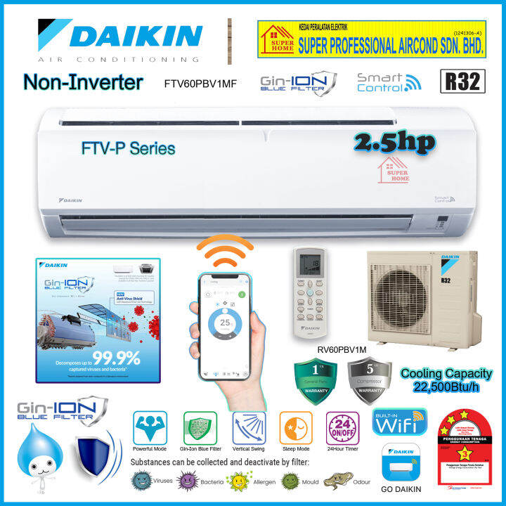 Daikin Aircond R32 Air Conditioner Wifi Smart Control Wall Mounted