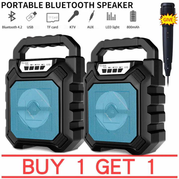 Buy 1 take 1 Karaoke Portable Wireless Bluetooth Speaker With Free Mic link bits | Lazada PH