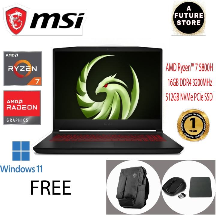 MSI Bravo 15 B5ED-013 15.6'' FHD Gaming Laptop ( Ryzen 7 5800H, 16GB, 512GB SSD, RX6500M 4GB ...