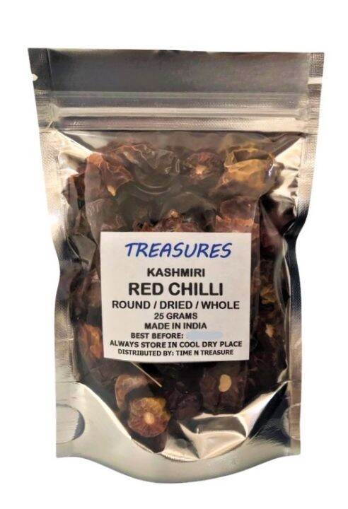 Treasures Kashmiri Red Chilli - Round - Dried - Whole Red Peppers ...