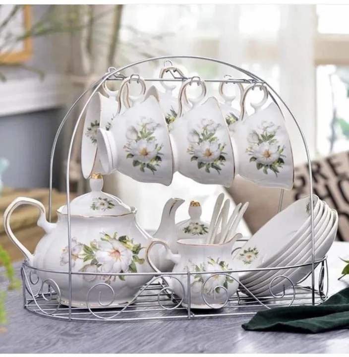 Coffee/ Tea pot set with metal rack 15pc | Lazada PH