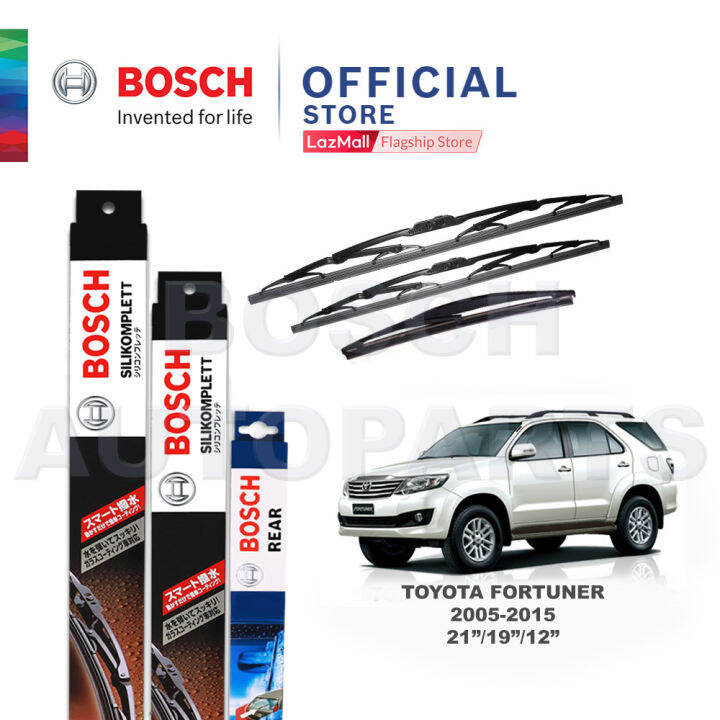 BOSCH Silicone Silikomplett Wiper Blade Set for TOYOTA Fortuner 2005-2015 (21"/19"/H307 12 ...
