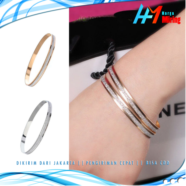 HM Gelang Tangan Diamond Korea Style Besar Titanium Wanita Diamond Dust ...