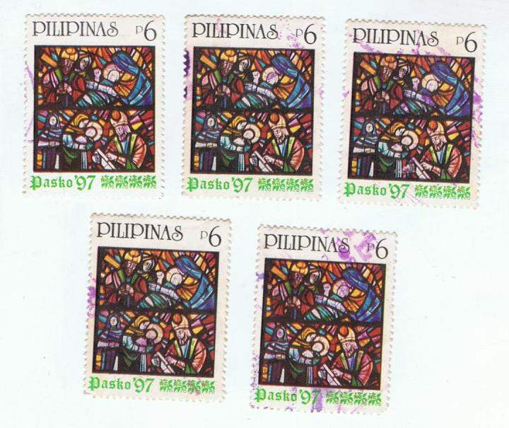 5 pcs. PILIPINAS 6 PESOS PASKO '97 USED STAMP | Lazada PH