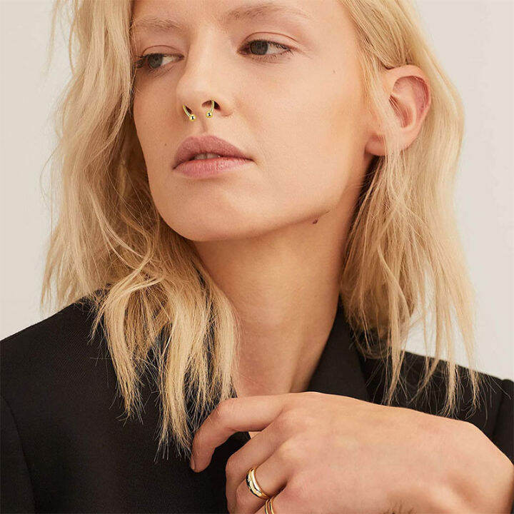 🔥Non Piercing Nose Ring Alloy Fake Magnetic Horseshoe Non Piercing Hoop ...