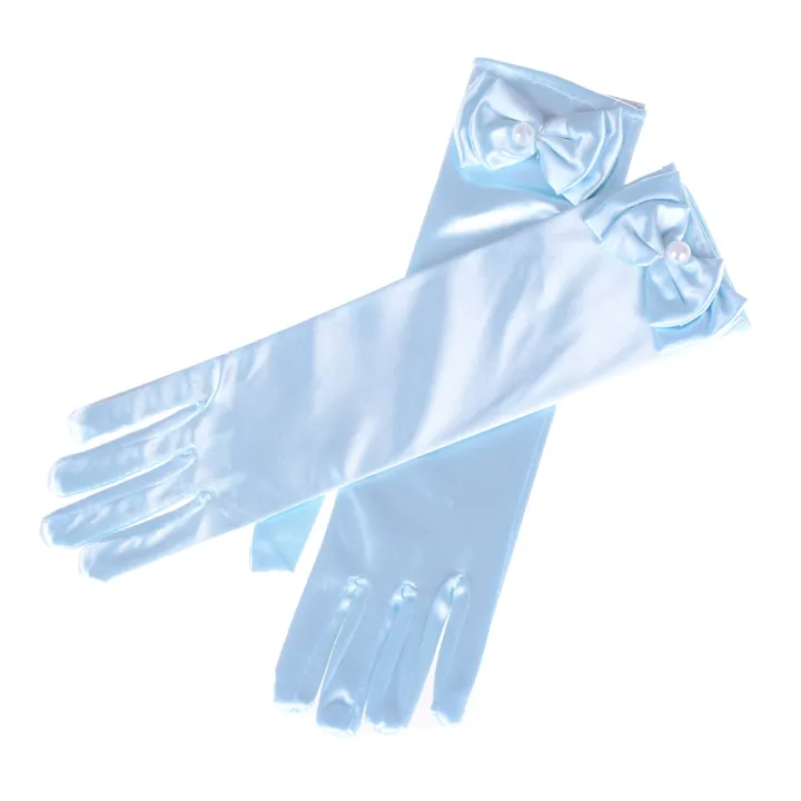 Baito Satin Bow Pearl Long Gloves Elbow Length Princess Costume Dress ...