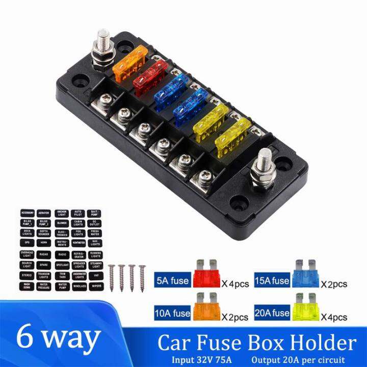 6 Ways Modified Terminal Block Fuse Holder With Ground Cover Sticker ...