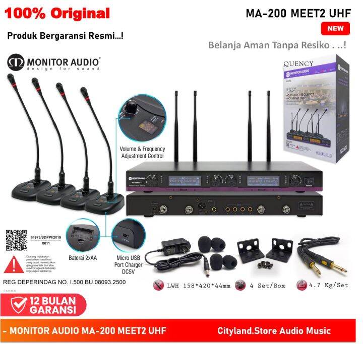 Mic Wireless Podium Monitor Audio MA 200 Meet2 UHF - Professional ...