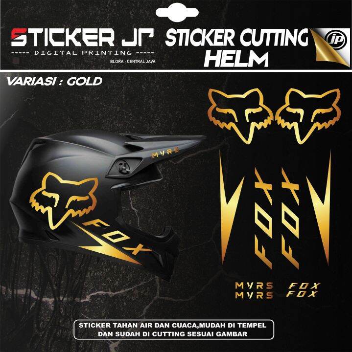 Sticker Cutting Helmet FOX - Stiker Aksesoris Trail Half face Desain ...