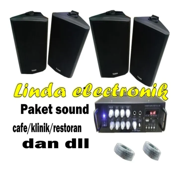 paket sound toatech 4speaker ampli mini 6inch ruang cafe klinik rest ...