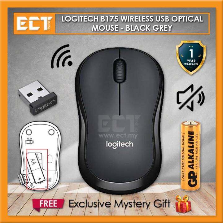 Logitech B175 Wireless USB Optical Mouse - Black Grey | Lazada
