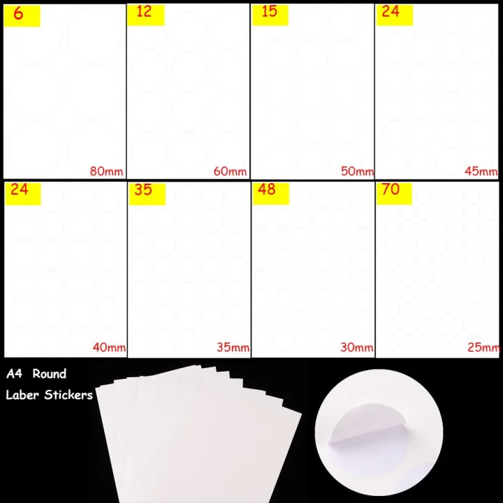 YANL MALL 5/10 Sheets Inkjet Paper Splitting Stationery Tag A4 Round ...