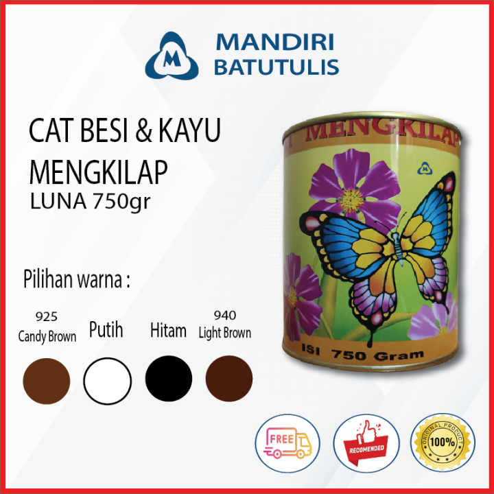 Cat Kayu Besi Mengkilap LUNA Minyak 1kg 750gram Cat Kaleng Hitam Putih ...