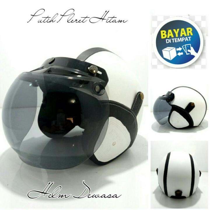 Helm Bogo SNI Dewasa Putih Pleret Hitam Kaca Bogo Ori | Lazada Indonesia