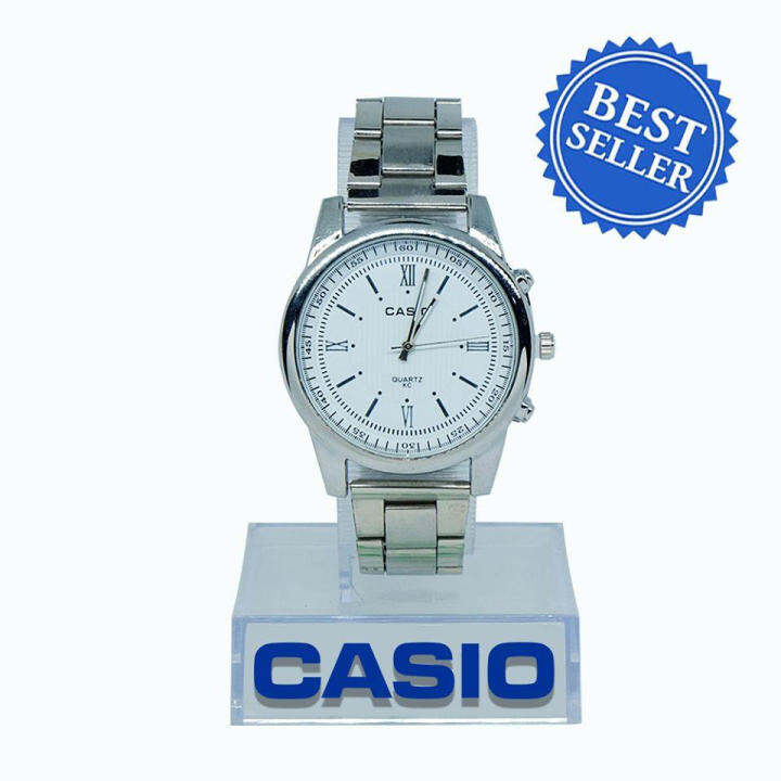 Casio Roman Numeral White Dial Stainless Steel Watch For Men(Silver ...