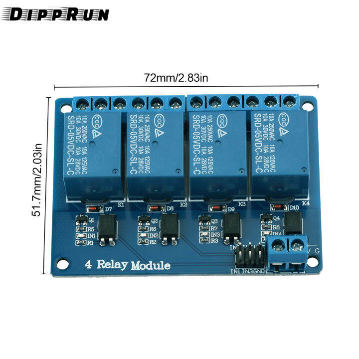 DIPPRUN DC 12V Relay Module 4 Channel Relay Board Shield with Optocoupler Isolation Suport High ...
