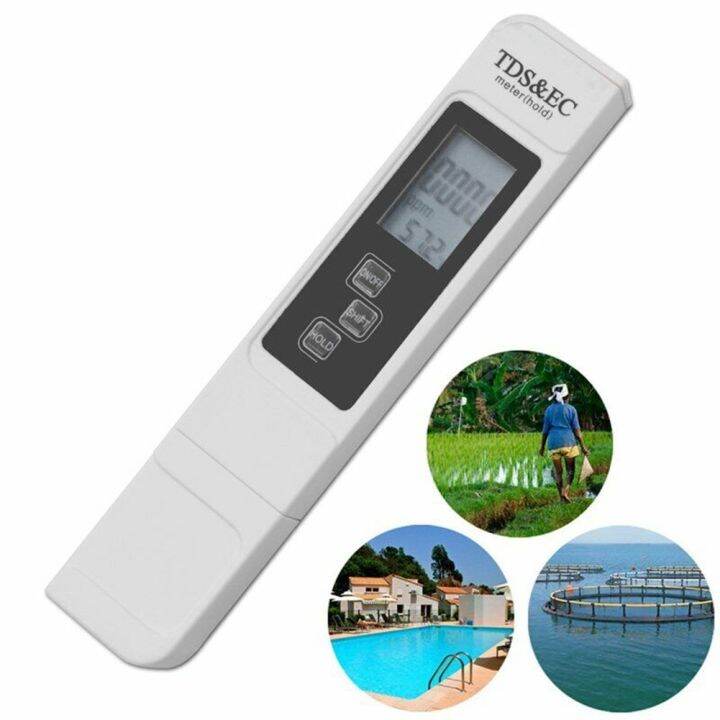 TEMP PPM Tester เครื่องทดสอบน้ำ0-9999ppm DS EC Meter จอแสดงผลดิจิตอล ...