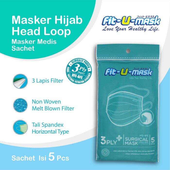 FIT-U Mask Hijab Masker Medis 3 Ply isi 5Pcs | Lazada Indonesia