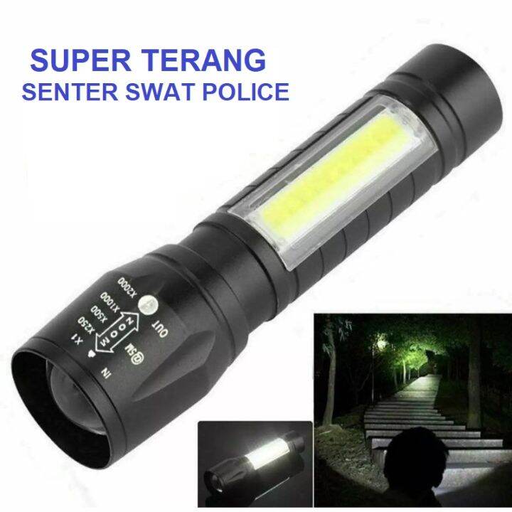 Lampu Senter Swat Mini Zoom LED Senter Swat Police Led Flashlight 1 Set ...