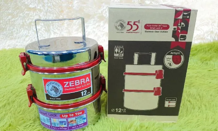 Zebra ปิ่นโต Smart Lock II 12 ซม. 2 ชั้น สีแดง 55 ปี, ตราหัวม้าลาย ...