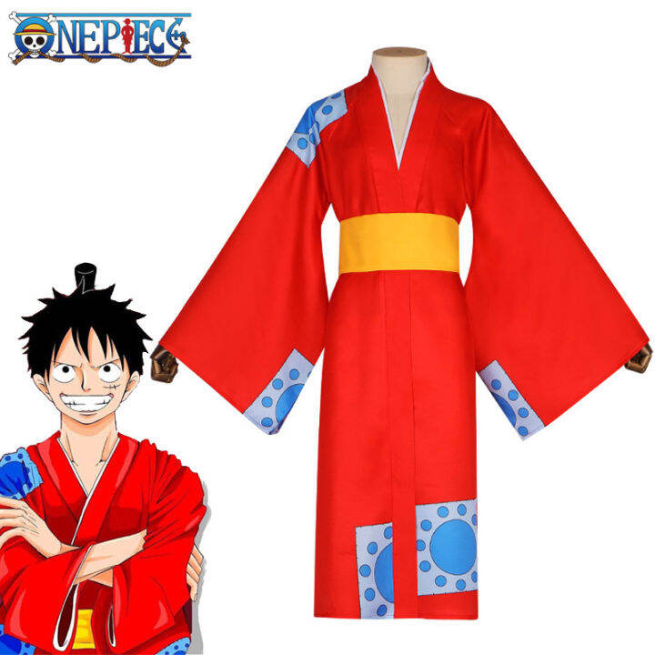 Anime One Piece Luffy Cosplay Costume Pirate King Monkey D Luffy Kimono ...