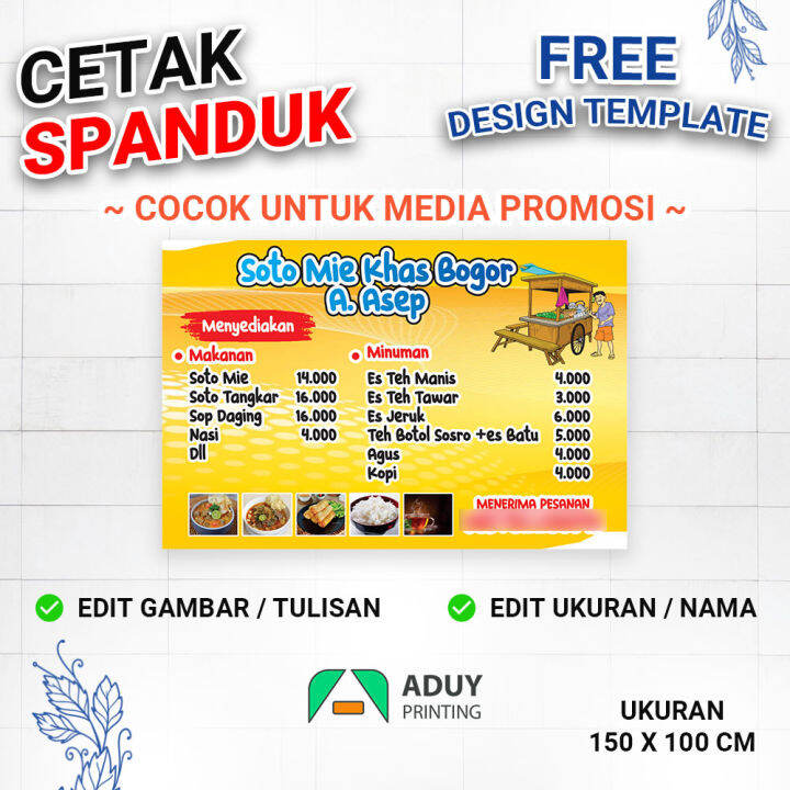 Spanduk Banner Soto Mie Bogor Enak Ukuran 150x100 Bisa Kustom Ukuran ...