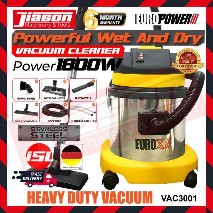 Eurox Europower Vac3001 15l Commercial Wet And Dry Stainless Steel