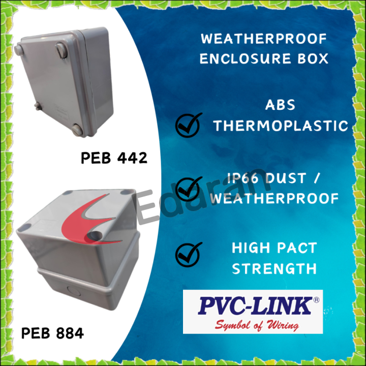 PVC LINK WEATHERPROOF ENCLOSURE BOX PEB 442 (110MM X 110MM X 60MM GREY ...