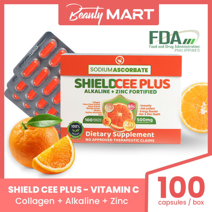 Shield Cee Plus Sodium Ascorbate 100 Capsules Vitamin C with Zinc and ...