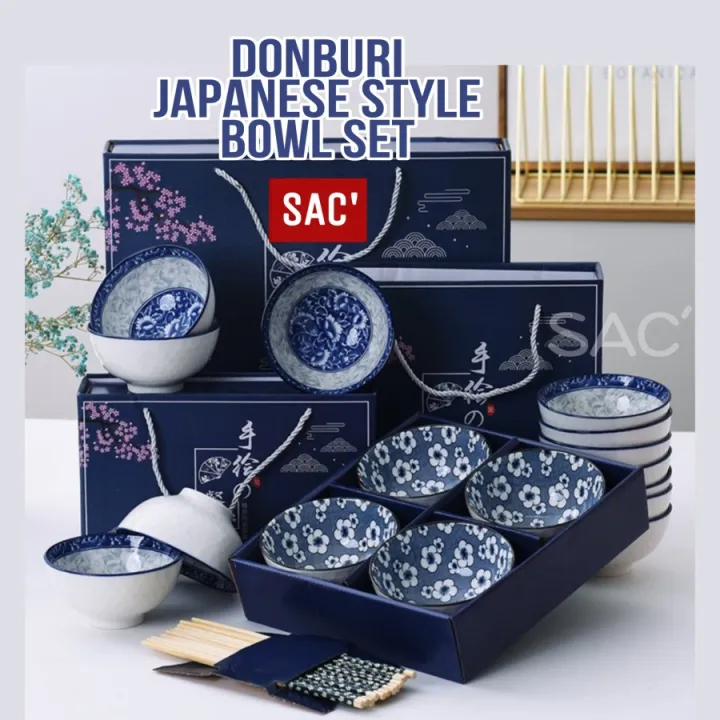 DONBURI Japanese Bowl Set Mangkok Sumpit Set Alat Makan Gaya Jepang ...