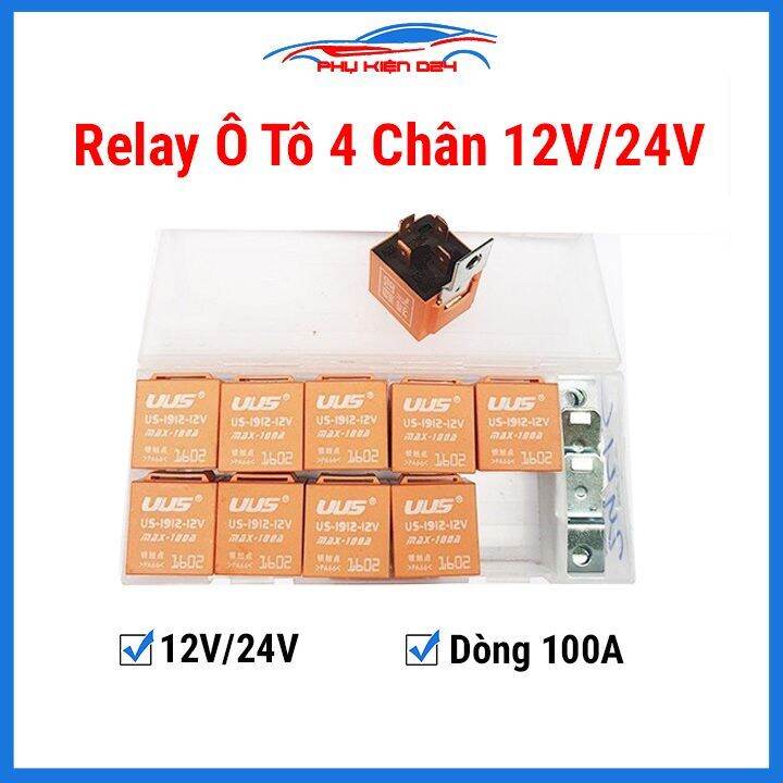 Rơ le, relay 4 chân ô tô 12V 24V dòng điện 100A màu cam hàng tốt ...