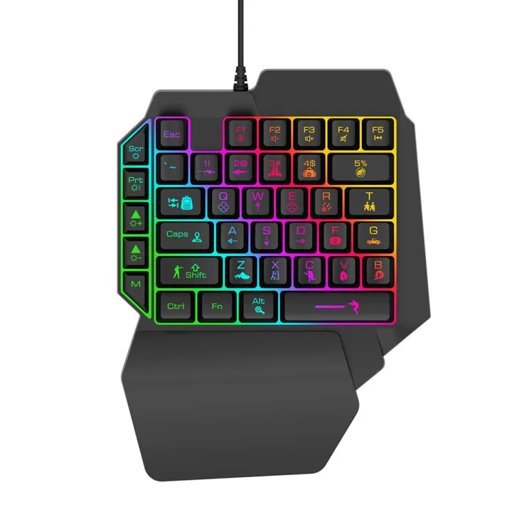 Single Hand Keyboard Left Hand Keyboard RGB Backlit Mechanical Feel ...