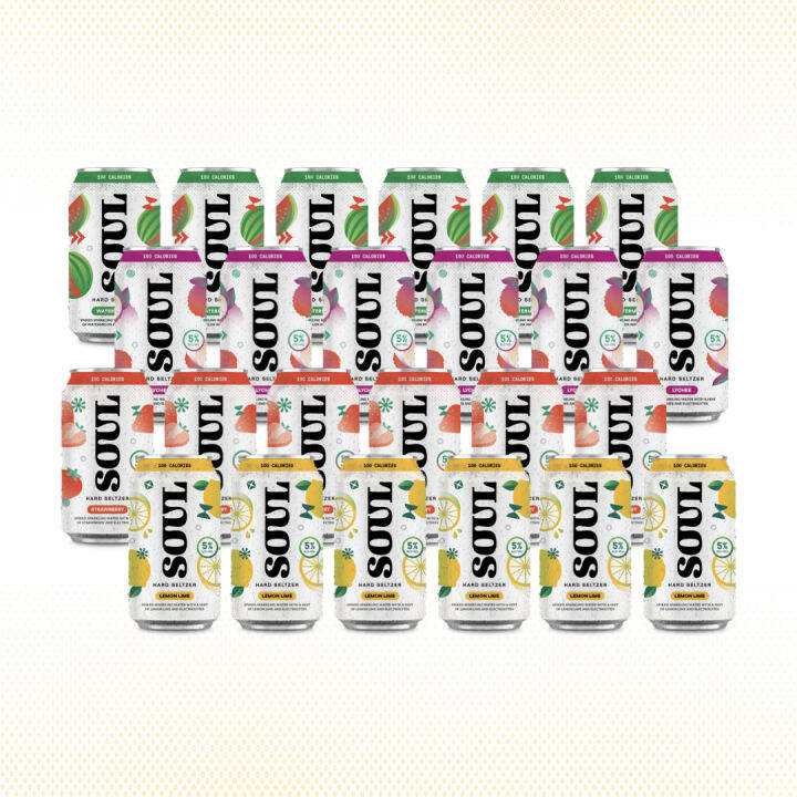 Soul Hard Seltzer - VARIETY 24 CASE (Includes ALL 4 FLAVORS - Lemon ...