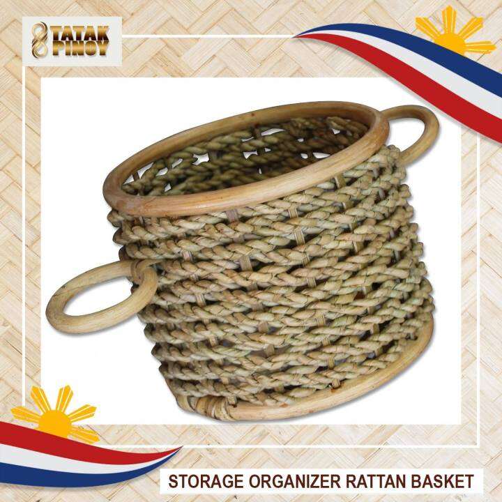 TATAK PINOY Rattan Basket Storage Baskets Shelf Organizer Container ...