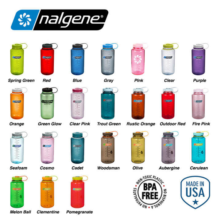 Nalgene 32oz Wide Mouth BPA Free Plastic Water Bottle 1L (Assorted ...