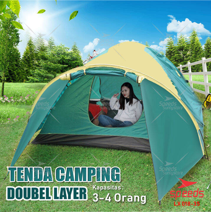 SPEEDS Tenda Camping Lipat Untuk 2-4 Orang Tenda Gunung Dome Manual ...