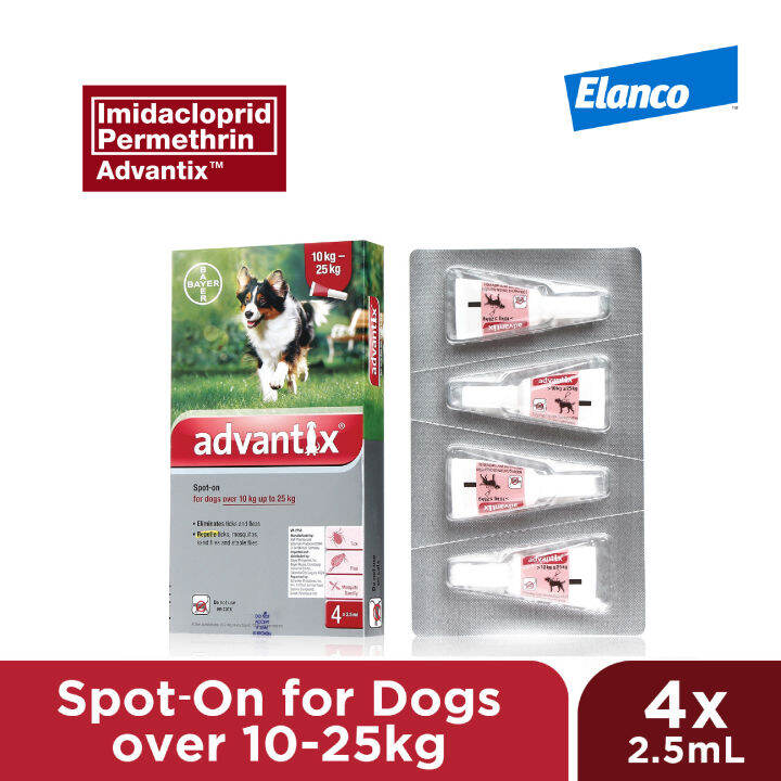 Advantix Spot On for Dogs over 10kg to 25kg (4x2.5mL) | Lazada PH