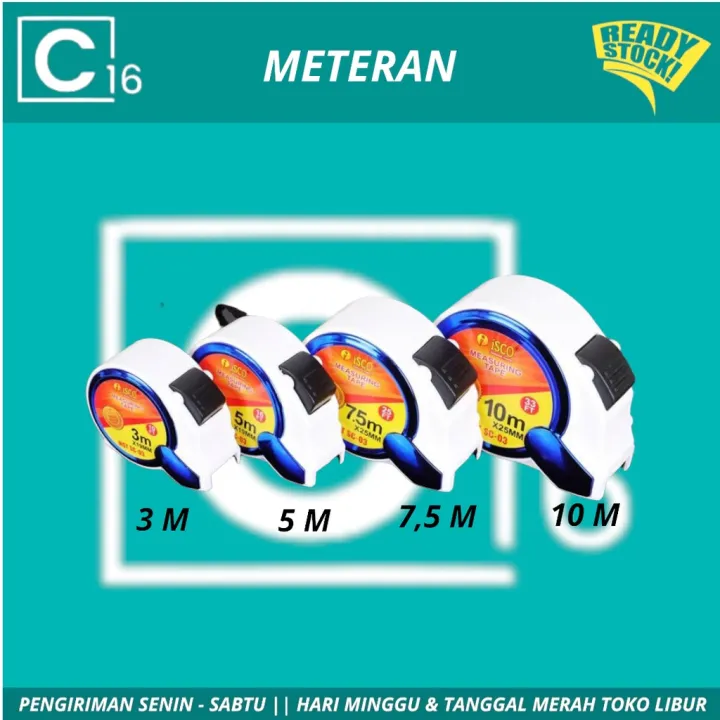Roll Meteran Auto Lock Measuring Tape 3Meter 5Meter 7.5Meter 10Meter ...