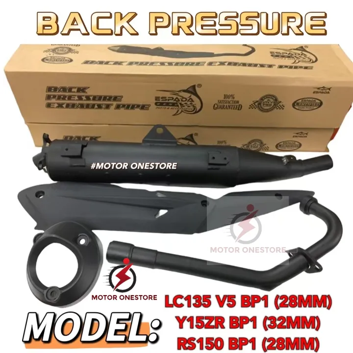 RS150 28MM / LC135 V5 28MM / Y15ZR 32MM RACING EXHAUST PIPE BACK PRESSURE BP1 ESPADA "MOTOR ...