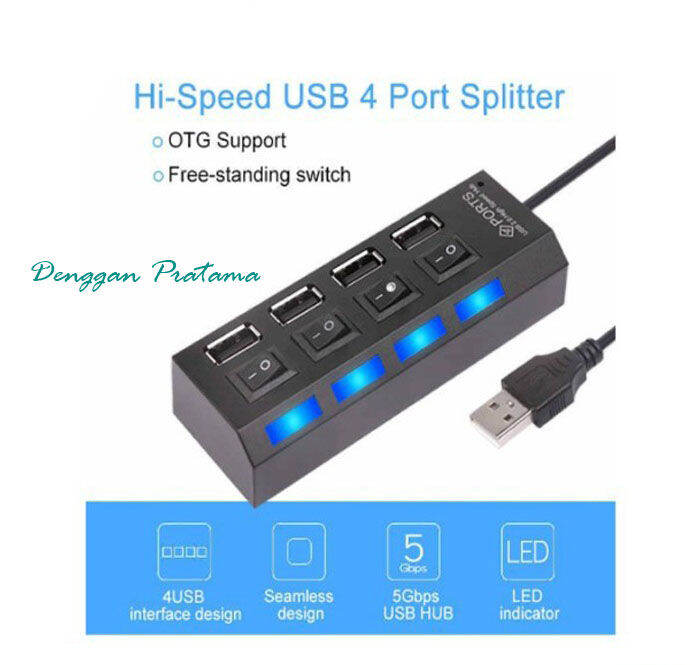 USB Hub 4 Port Output Saklar Switch On-Off LED 2.0 Flashdisk Extender | Lazada Indonesia