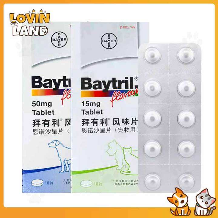 5/10 Tablets Bayer Baytril for Cats Dogs Treatment of Urinary Tract Skin Diseases Wounds ...