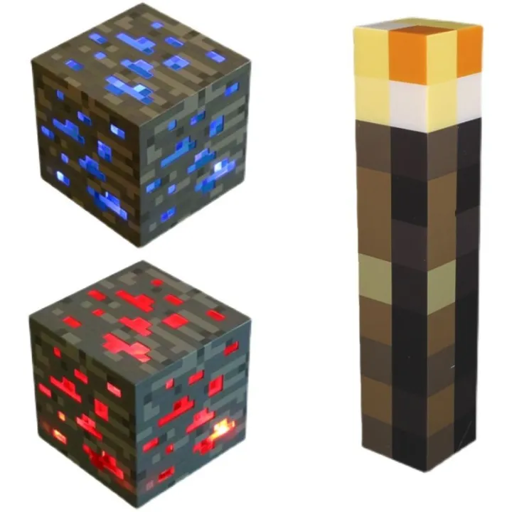 Minecraft Torch Light Glowing Toy Game อุปกรณ์ต่อพ่วงรุ่นเดียวกัน Miner ...