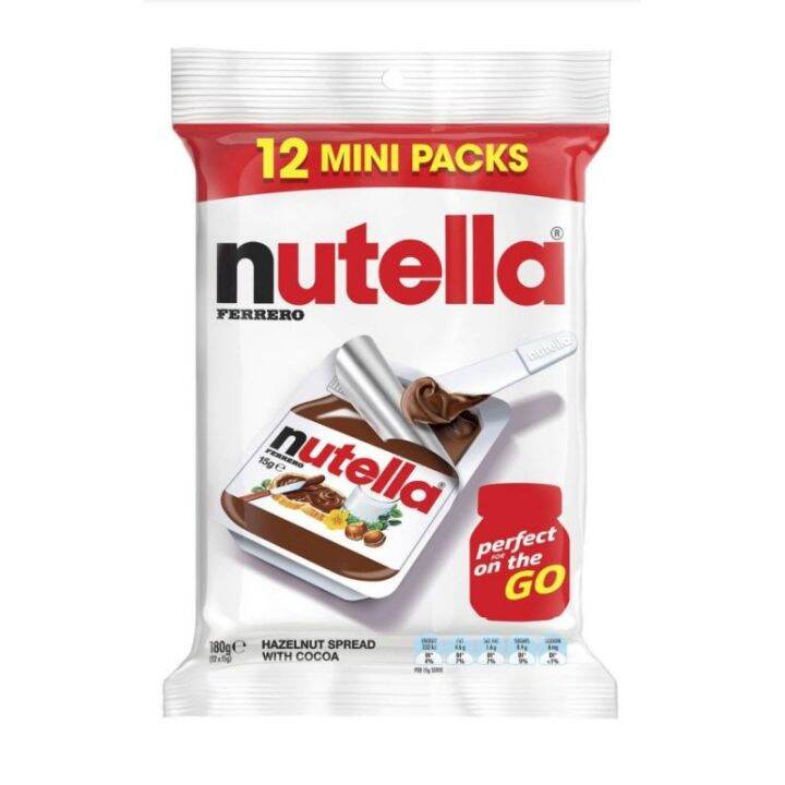 Nutella Perfect-on-the-Go Hazelnut Spread (12 mini packs x 15g) 180g ...