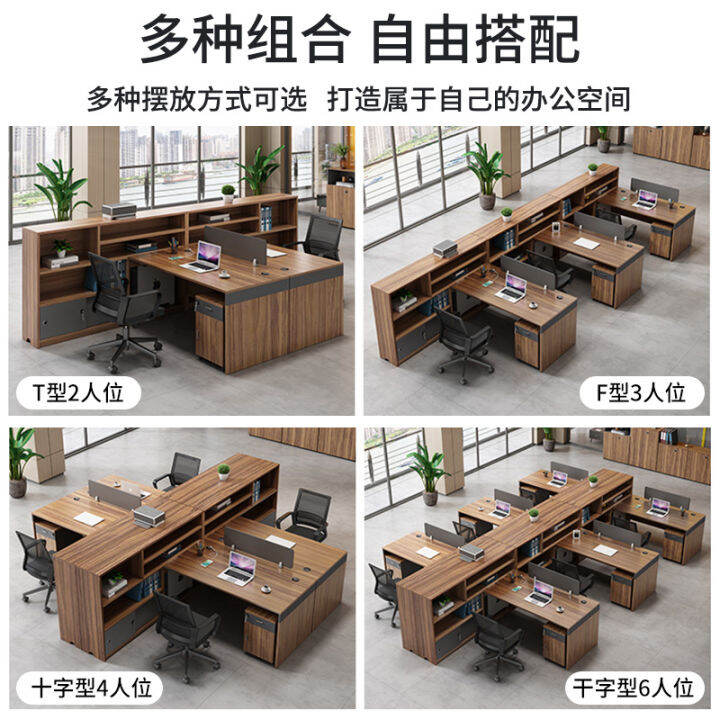 The combination of office tables and chairs in the financial office is ...