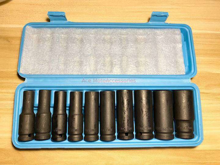 FLYMAN 10pcs 1/2 Impact Deep Socket Set 10mm to 24mm | Lazada PH