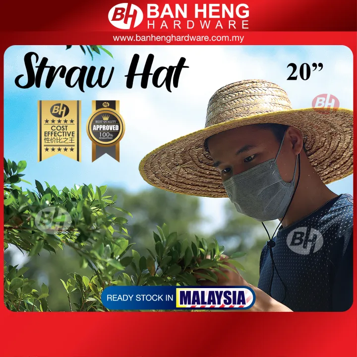 20" Straw Farmer Hat Cap - Topi Rumput Jerami Petani - Topi Kebun ...
