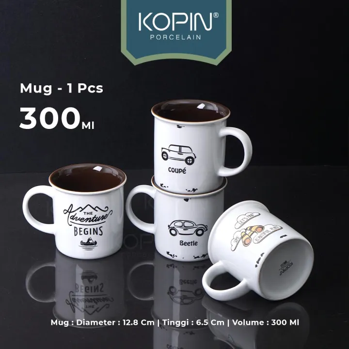 MUG KERAMIK PORCELAIN MODEL TRANSPORTASI VOLUME 300 ML | KOPIN | Lazada ...