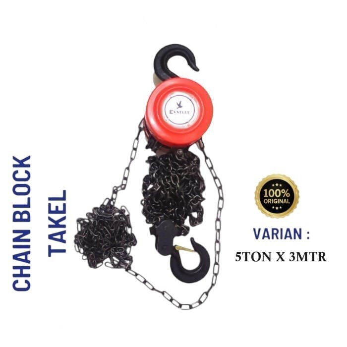 Chain Block EVSTEEL 5Ton 3meter / Katrol 5 Ton 3 Meter - Takel Kerekan ...