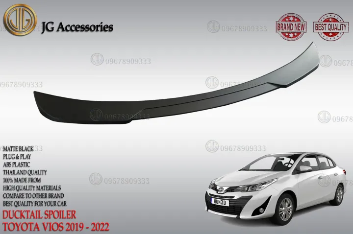 TOYOTA VIOS GEN 4 2019 2020 2021 2022 REAR SPOILER WING MATTE BLACK ...