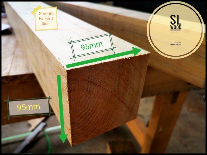 Giam Solid Wood Timber Smooth Finish 95(T)mm × 95(W)mm = 3,4,5'(L)Feet ...